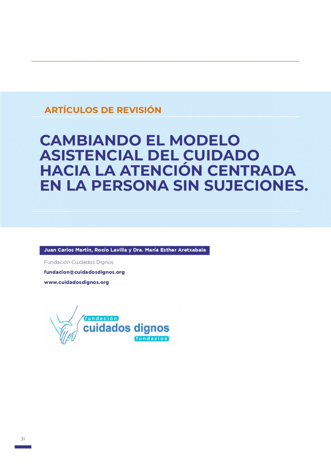Art_CAMBIANDO EL MODELO ASISTENCIAL_31_34_RCHSP VOL 4 N3 2021_page-0001 ...